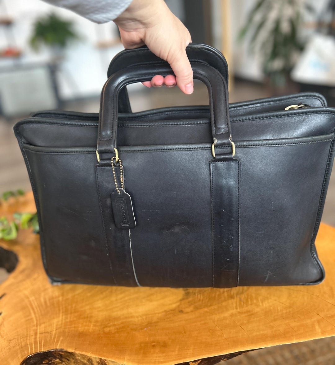 Coach | Vintage | Black Leather Embassy Briefcase | Made in USA - Etsy