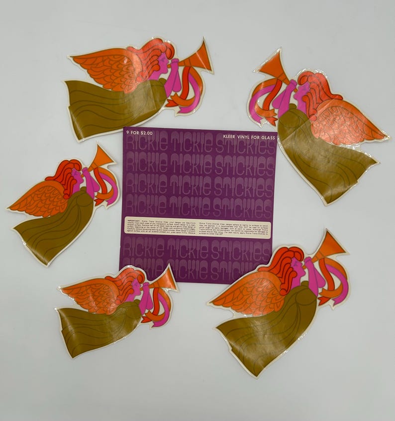 Rickie Tickie Stickies 1968 Retro Vintage 5 Vinyl Angel Stickers - Etsy