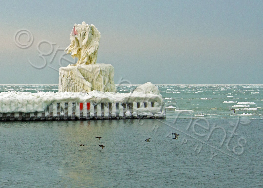 Frozen Channel Marker at St. Joseph, Michigan - Etsy