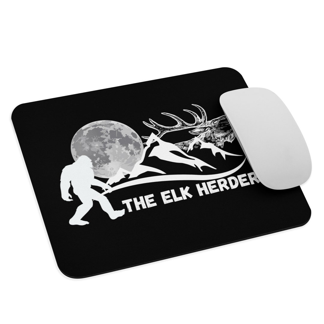 The Elk Herder Bigfoot Mouse Pad, Funny Bigfoot Mouse Pad, Bigfoot ...
