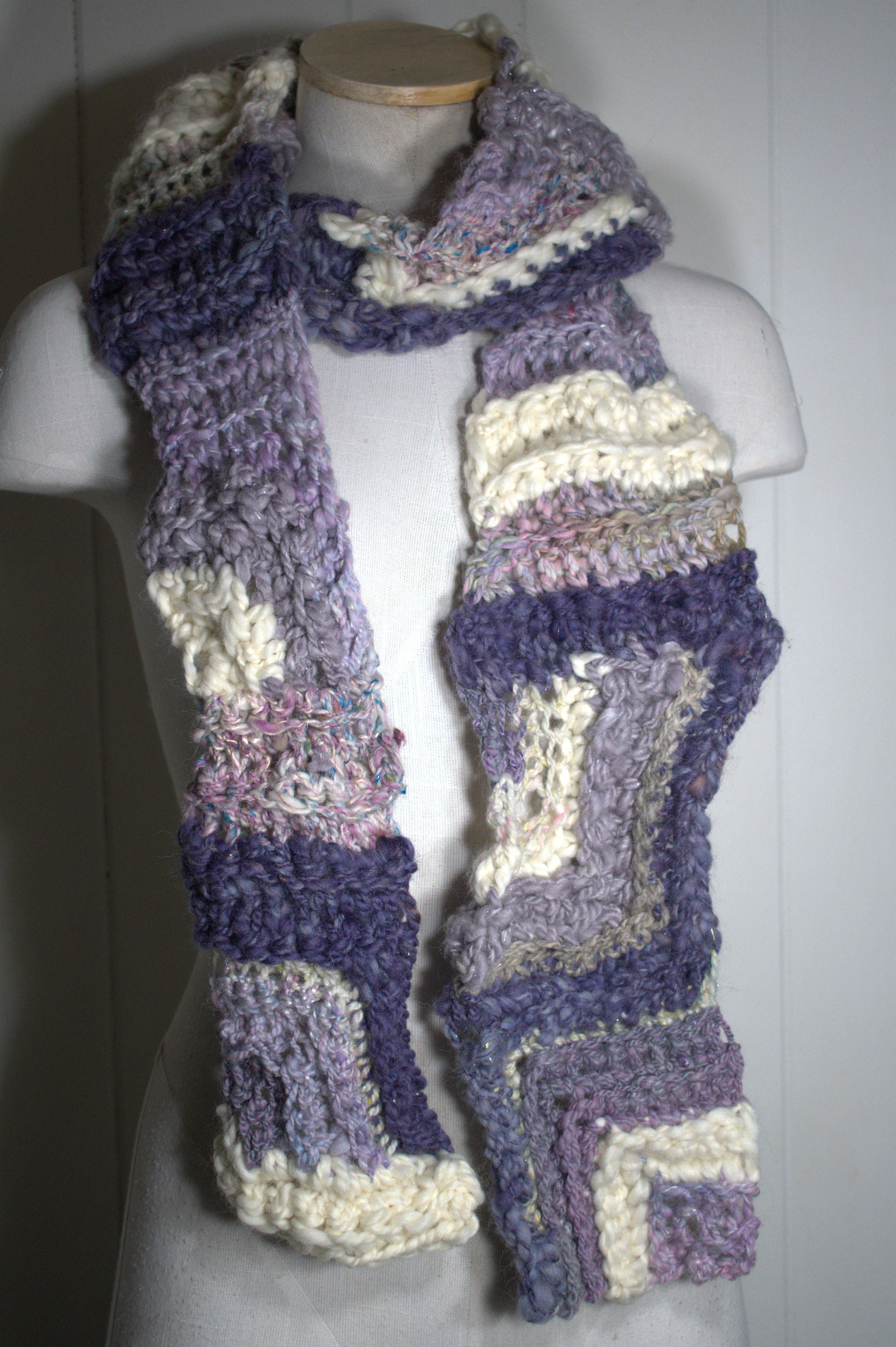Chunky Crochet Purple Scarf Bumpy and Chunkie Hand Spun - Etsy