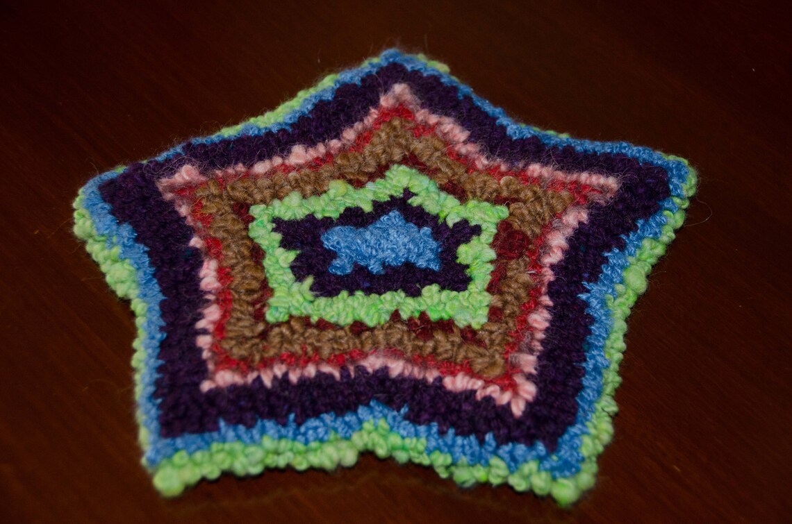 Wool Mug Rug/coaster/hand Spun Wool Yarn/ Needle Punch Table - Etsy