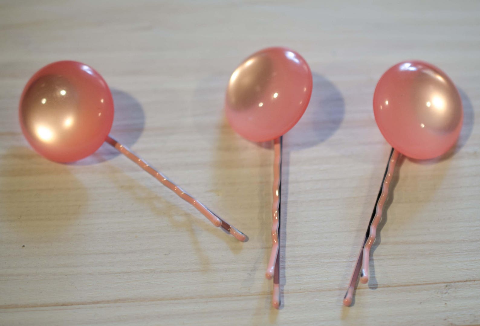 Pink Button Bobby Pins Pink Hair Clips Hair Accesory - Etsy