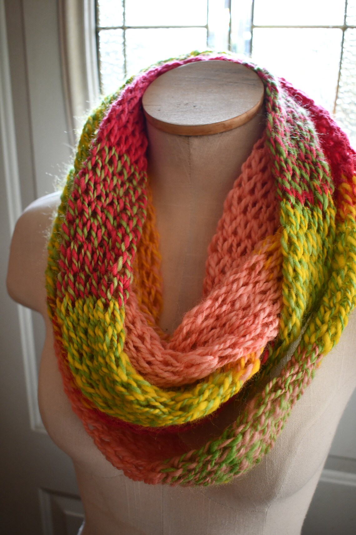 Knit Tube Infinity Scarf Loose Knit Infinity Loop Scarf - Etsy