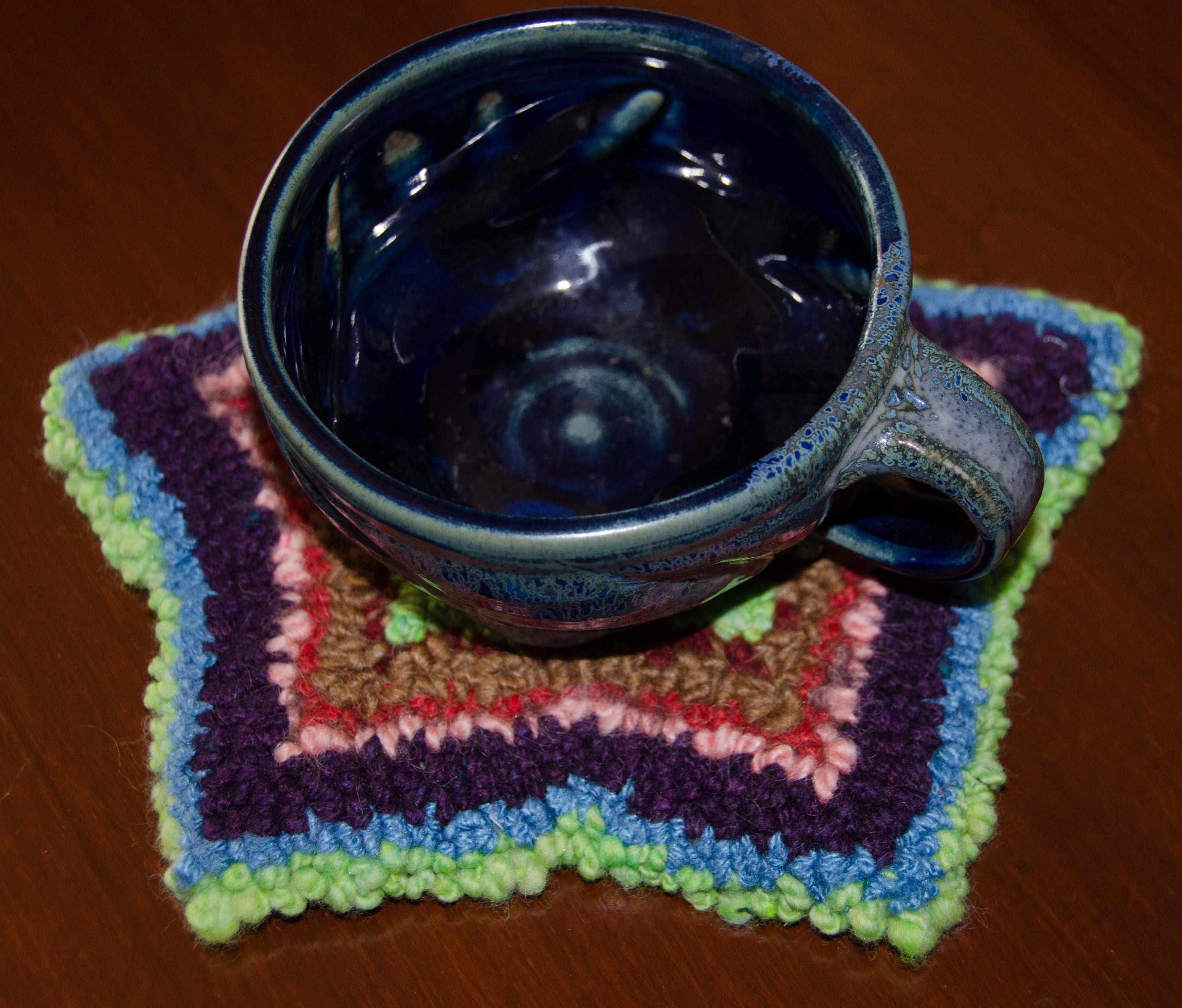 Wool Mug Rug/coaster/hand Spun Wool Yarn/ Needle Punch Table Mat ...