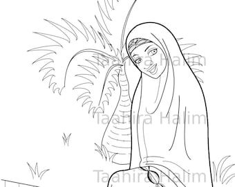 Muslim Hijabi Coloring Book Page Download Muslimah Lady With - Etsy