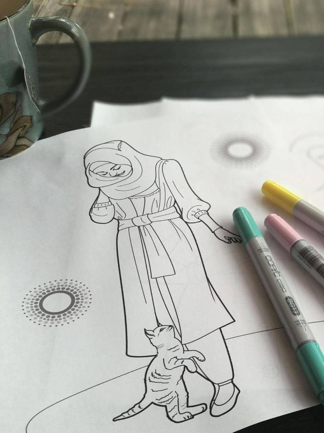 Muslim Hijabi Coloring Book Page Digital Download - Muslimah Lady and ...