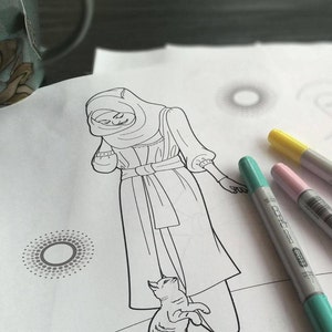 Muslim Hijabi Coloring Book Page Digital Download - Muslimah Lady and ...