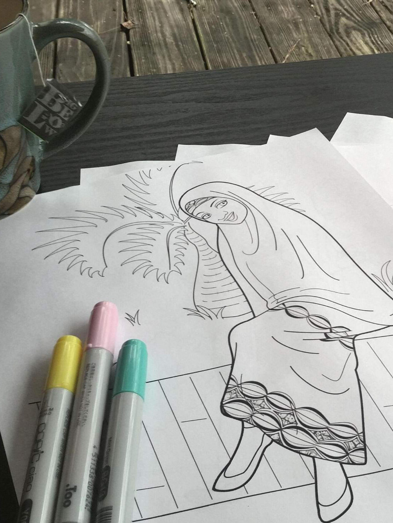 Muslim Hijabi Coloring Book Page Digital Download - Muslimah Lady and a ...