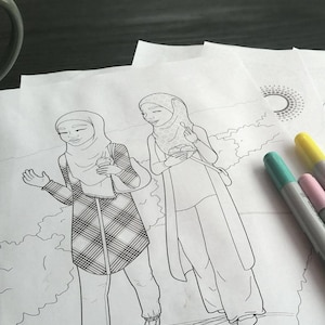 Muslim Hijabi Coloring Book Page Digital Download - an Ice Cream Kinda ...