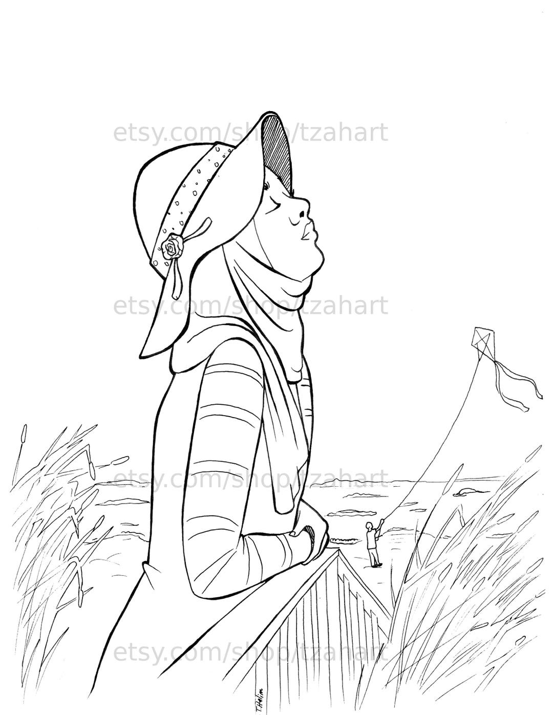 Muslim Hijabi Coloring Book Page Digital Download - Muslimah at the ...