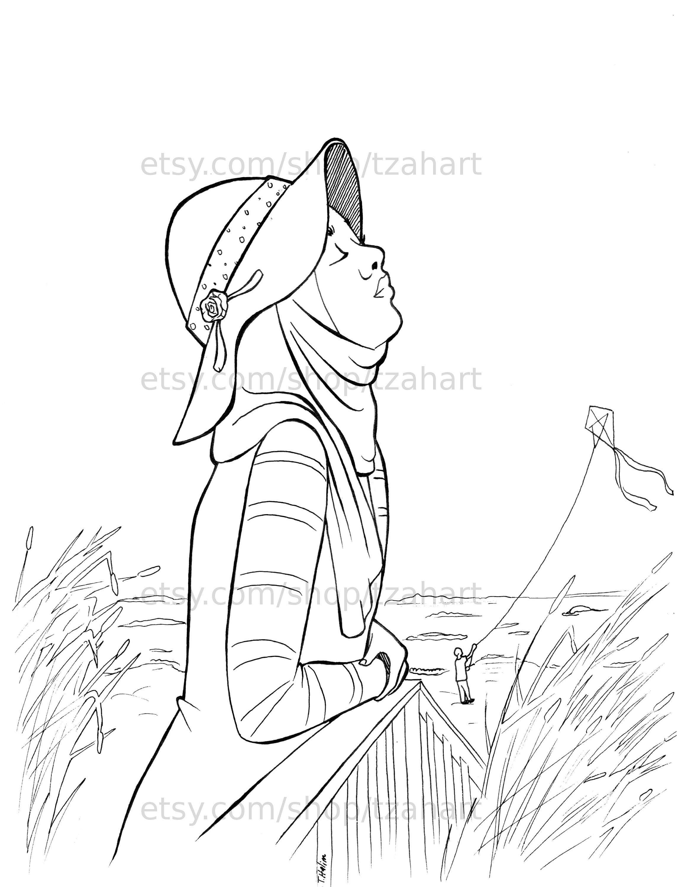 Muslim Hijabi Coloring Book Page Digital Download - Muslimah at the ...