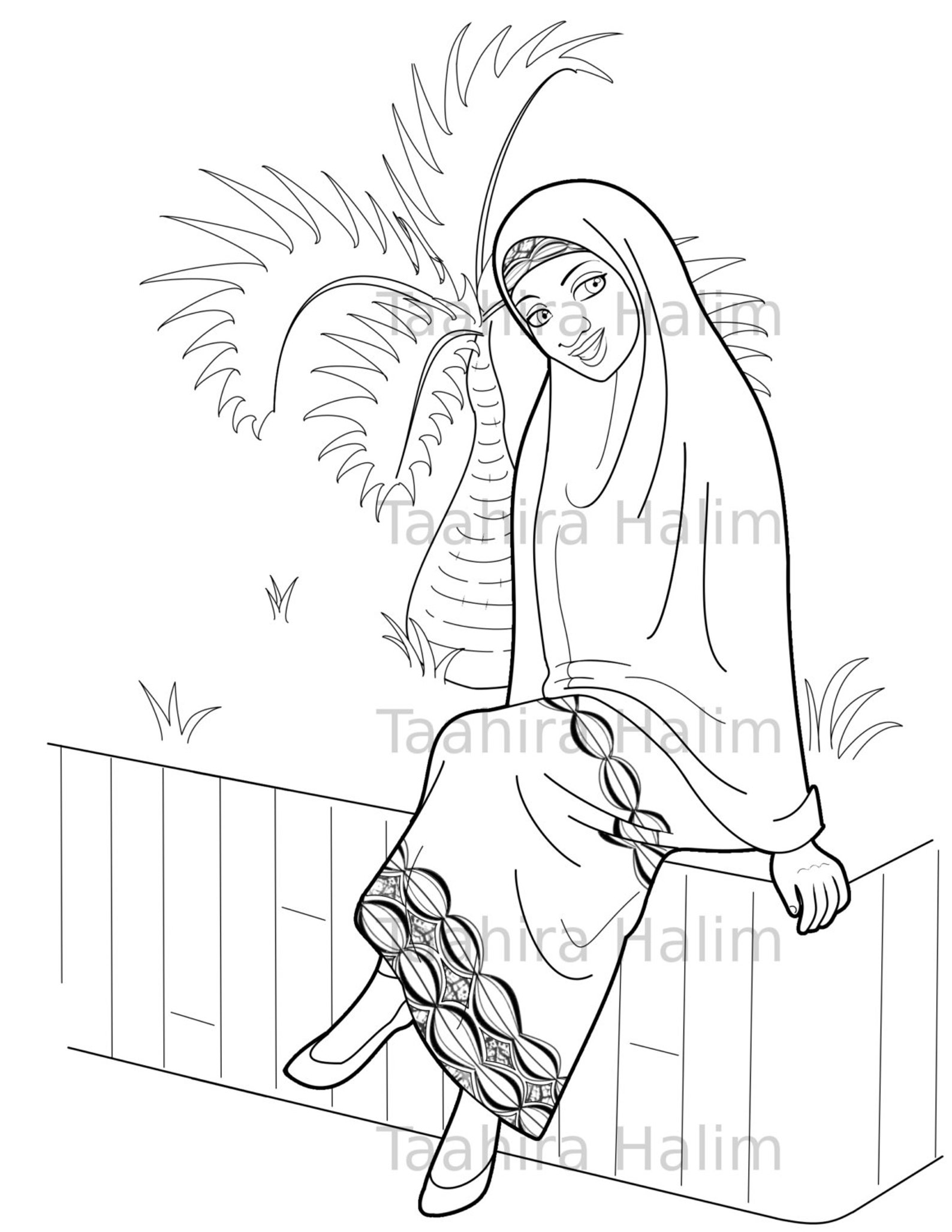 Buy Muslim Hijabi Coloring Book Page Digital Download Muslimah Lady and ...