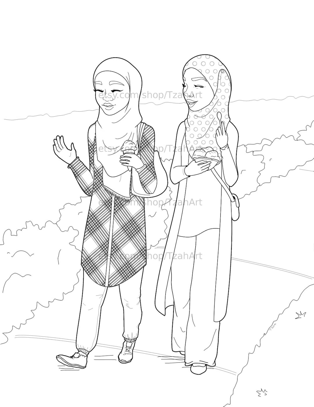 Muslim Hijabi Coloring Book Page Digital Download - an Ice Cream Kinda ...