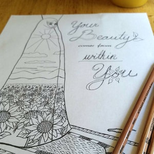 Muslim Hijabi Coloring Book Page Digital Download - Sunflowers ...