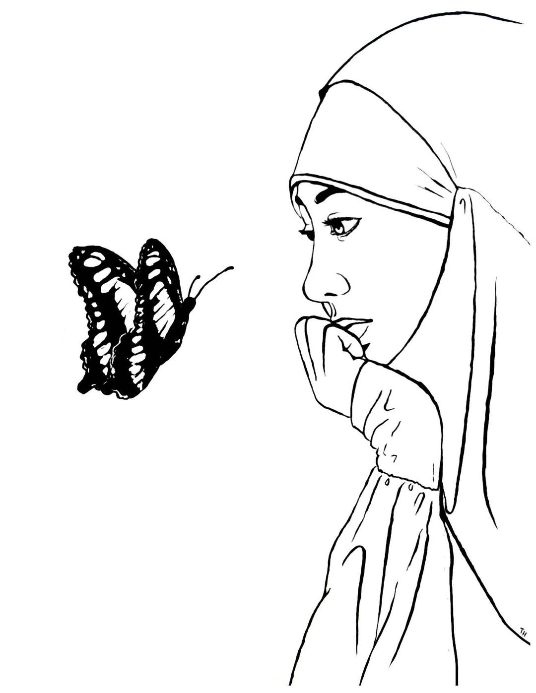 Free Muslim Hijabi Coloring Book Page Digital Download - A Girl and a ...
