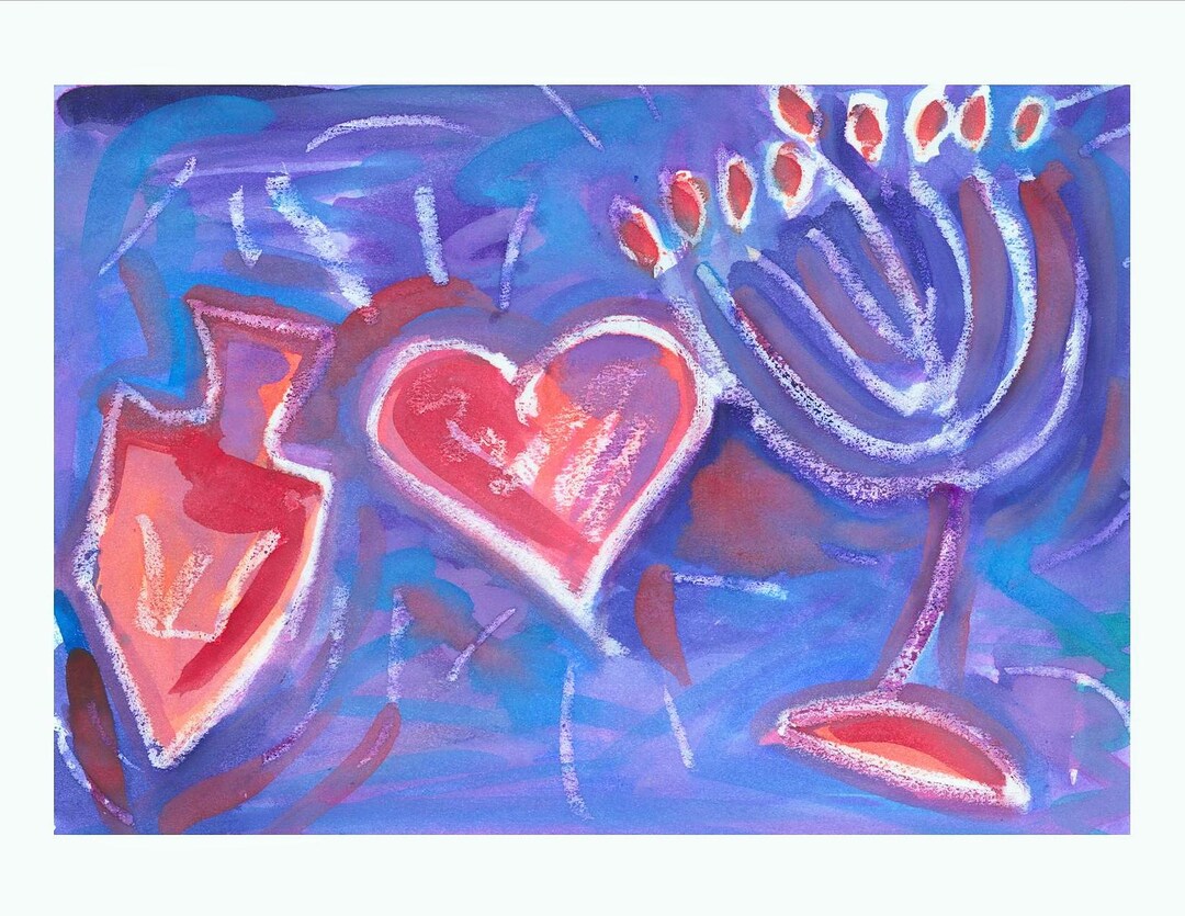 Hanukkah Card or Print Chanukah Illustration Digital Download - Etsy