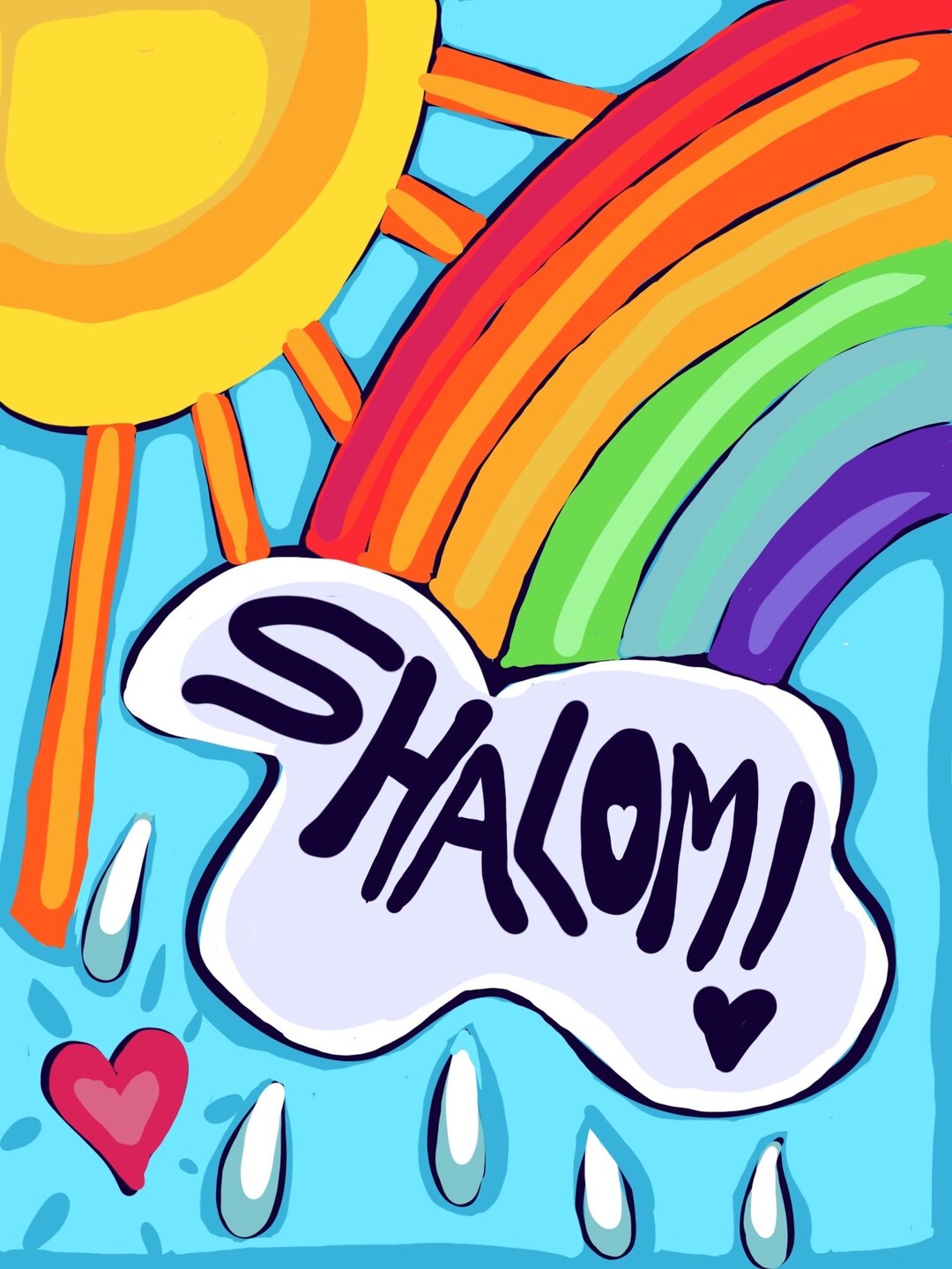 Shalom Painting With Sun and Rainbow - Etsy