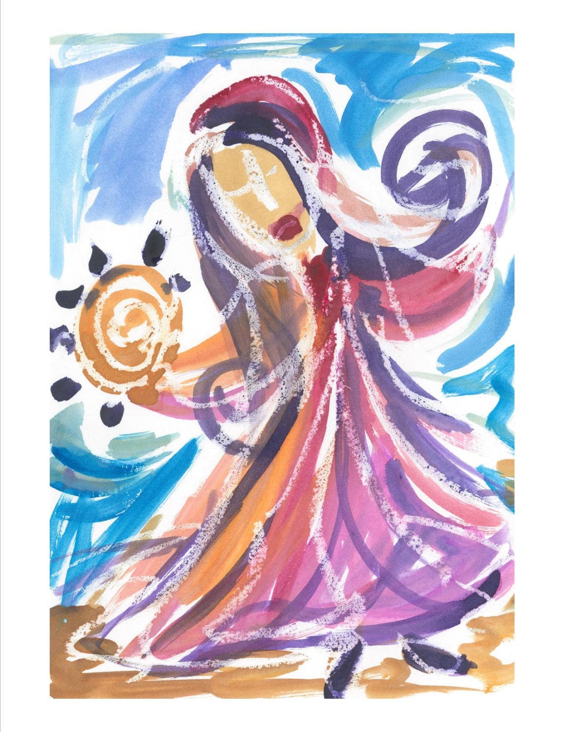 Miriam Dancing Watercolor Print: Biblical Jewish Art, Passover Gift - Etsy
