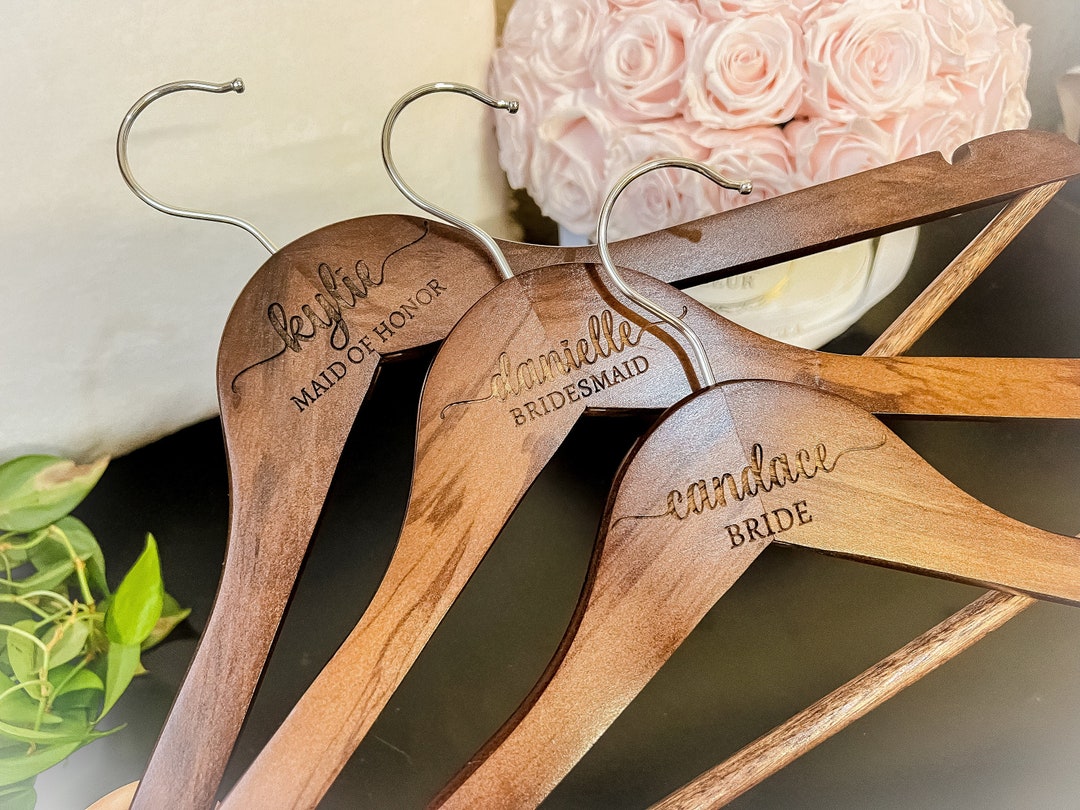 Personalized Engraved Bridesmaid Hangers - Wedding Hanger - Wooden ...