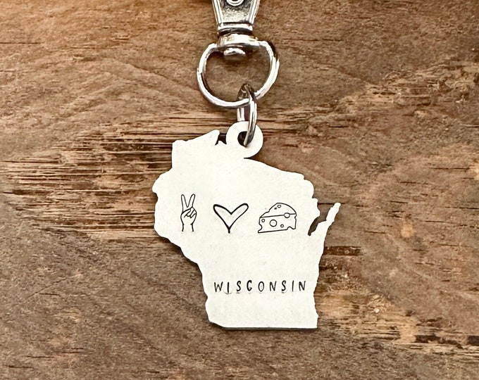 Wisconsin Peace Love Cheese Key Chain Hanger Decorative Bag Purse Clip ...