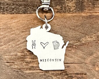 Wisconsin Peace Love Cheese Key Chain Hanger Decorative Bag Purse Clip ...