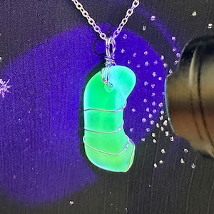 Wire Wrapped Uranium Glass UV Reactive Necklace Pendant One of a Kind ...