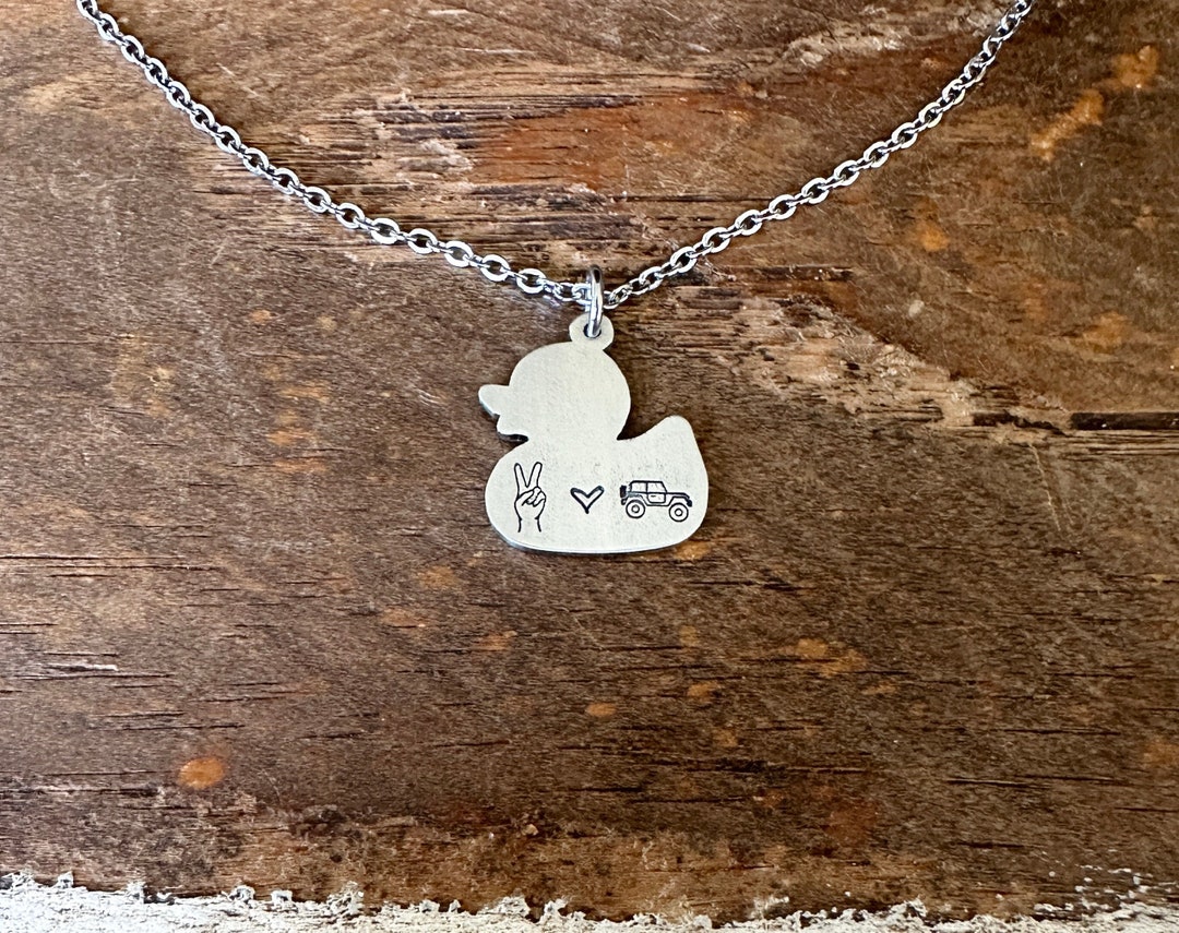 Rubber Duck Necklace Peace Love Jeep Jewelry Unique Gift Duckie Ducky ...