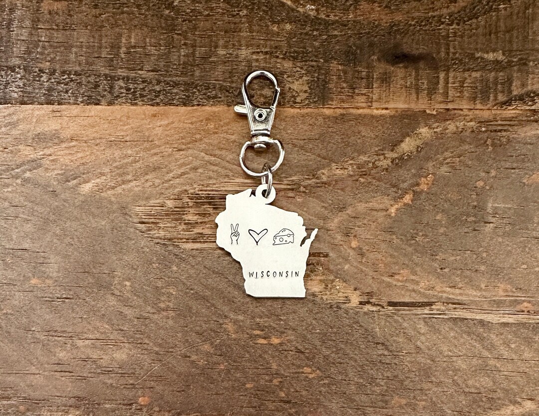 Wisconsin Peace Love Cheese Key Chain Hanger Decorative Bag Purse Clip ...