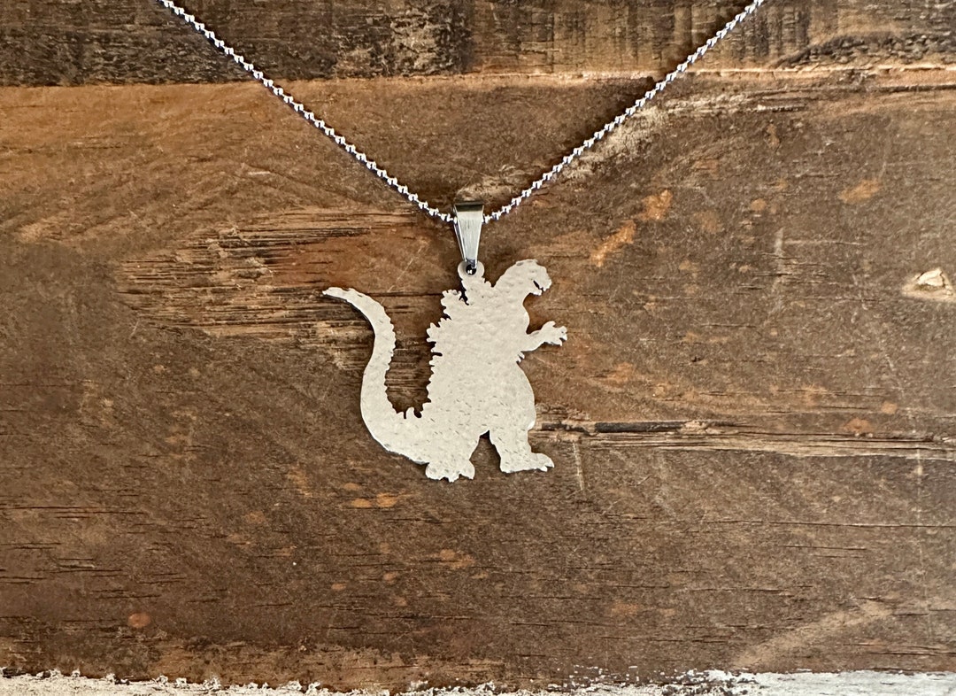 Godzilla 1954 Necklace Hammered Texture Pendant Movie Monsters Fan ...
