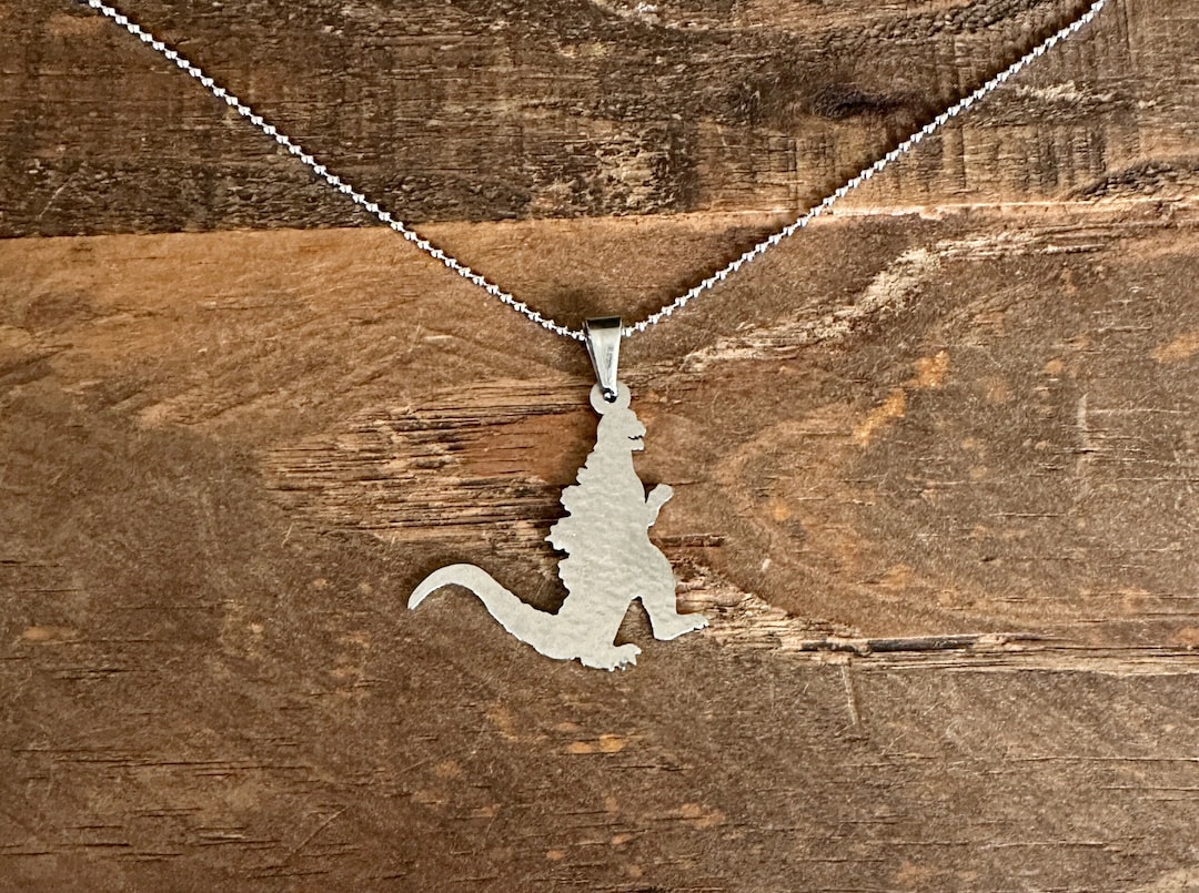 Godzilla Classic Necklace Hammered Texture Pendant Movie Monsters Fan ...