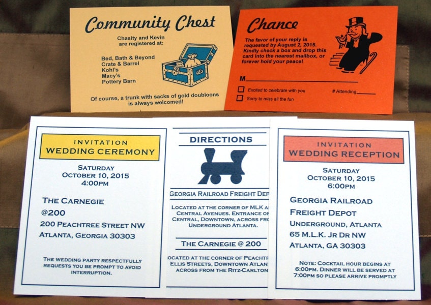 Monopoly Theme Wedding Invitation matrimony Game | Etsy