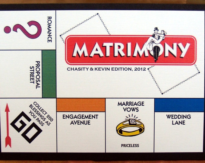 Monopoly Theme Wedding Invitation matrimony Game - Etsy