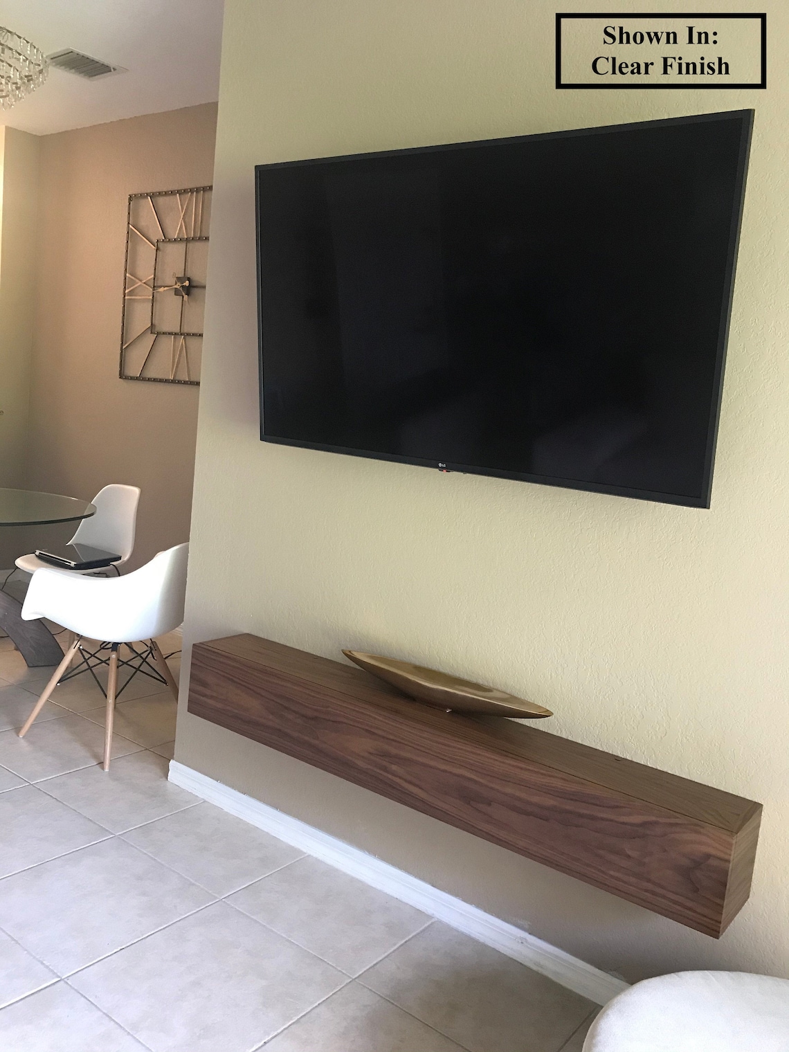 Modern Walnut Fireplace Mantel With Drop Front Shelf Hidden - Etsy