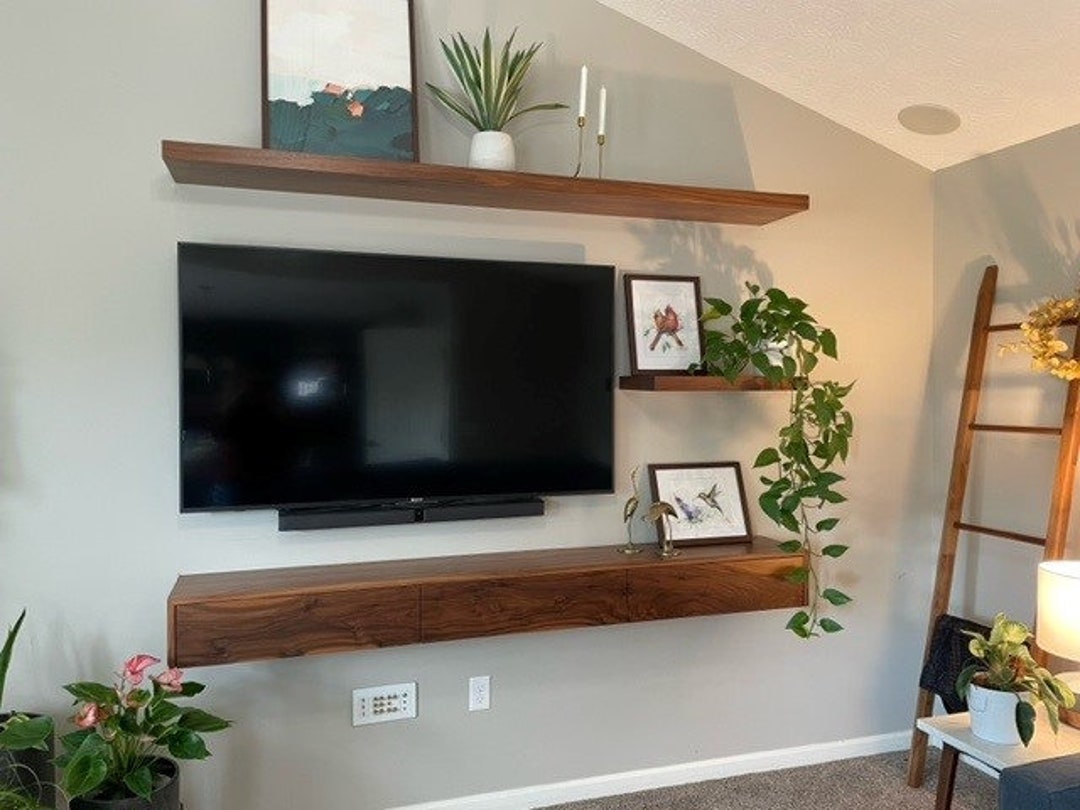 Entertainment Center With Waterfall Edge, Floating Entertainment Center ...