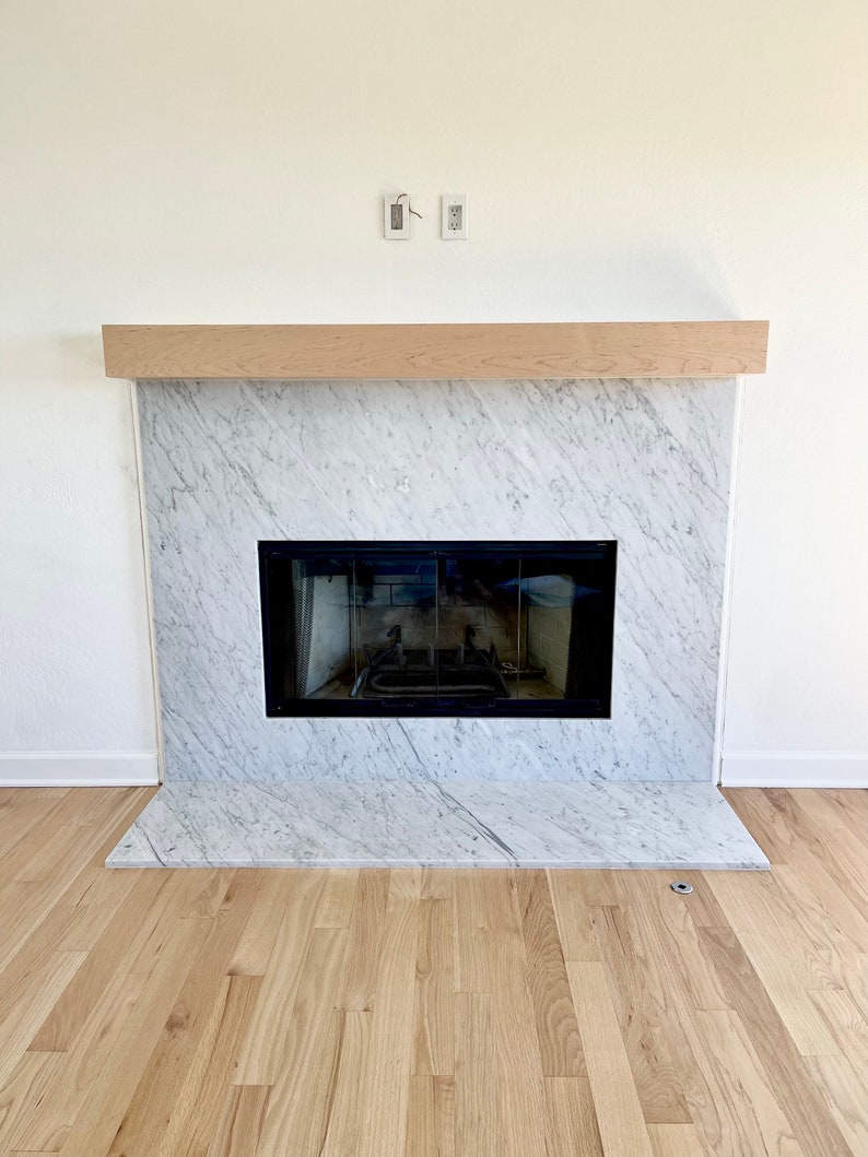 Modern Maple Fireplace Mantel With Drop Front Shelf Hidden - Etsy