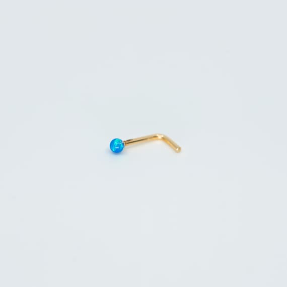 buy cheap in Solid 14kt gold nose piercing with a blue opal solid gold ...