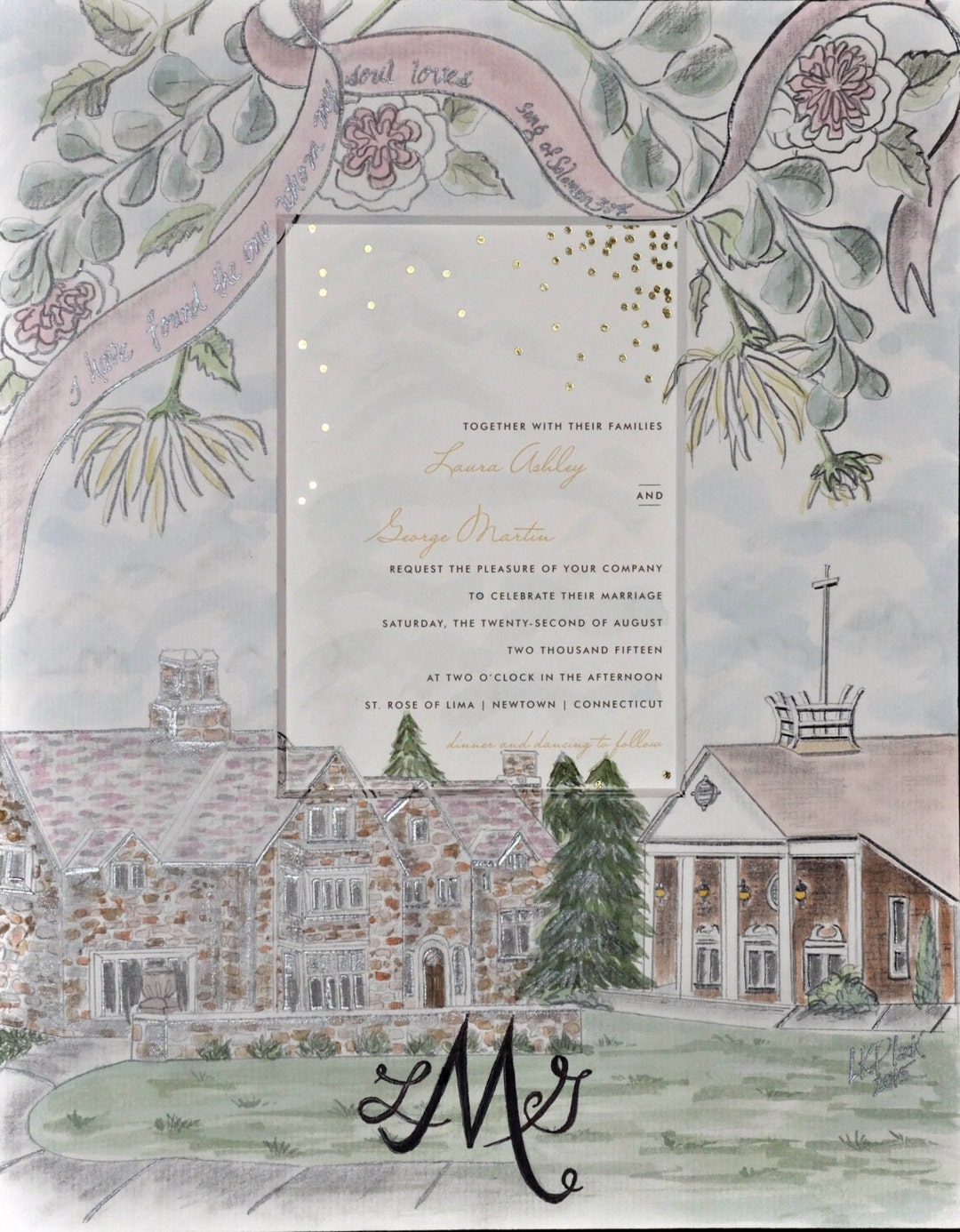 Wedding Invitation Keepsake, Custom Artwork Ready to Frame - Etsy