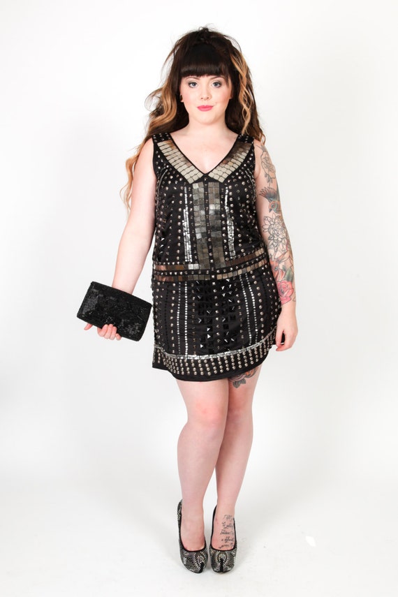 vintage inspired Gothic punk Flapper style dress vel… - Gem
