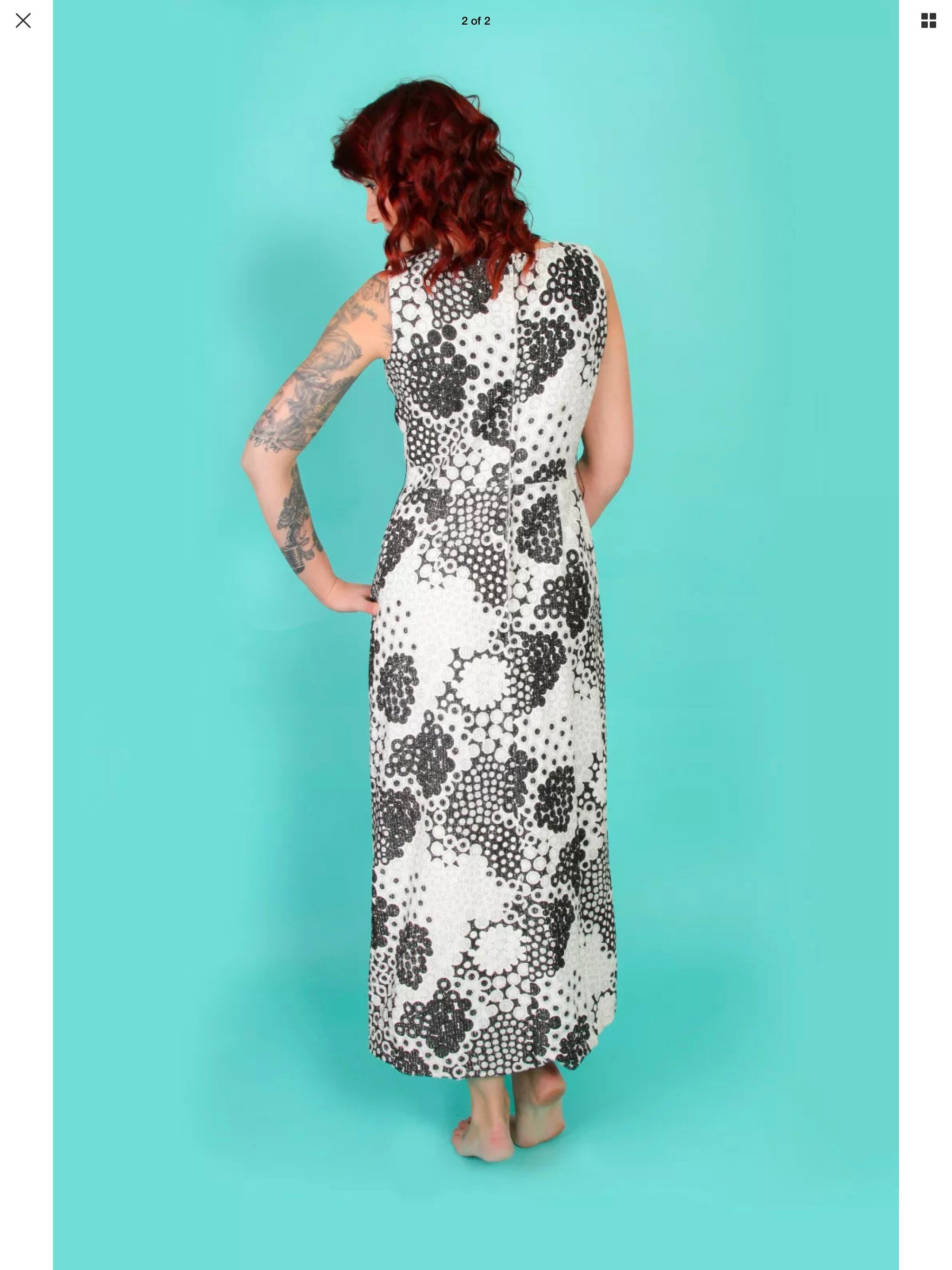 1960s Vintage Black And White Lurex Dress Etsy
