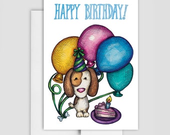 Puppy birthday card | Etsy