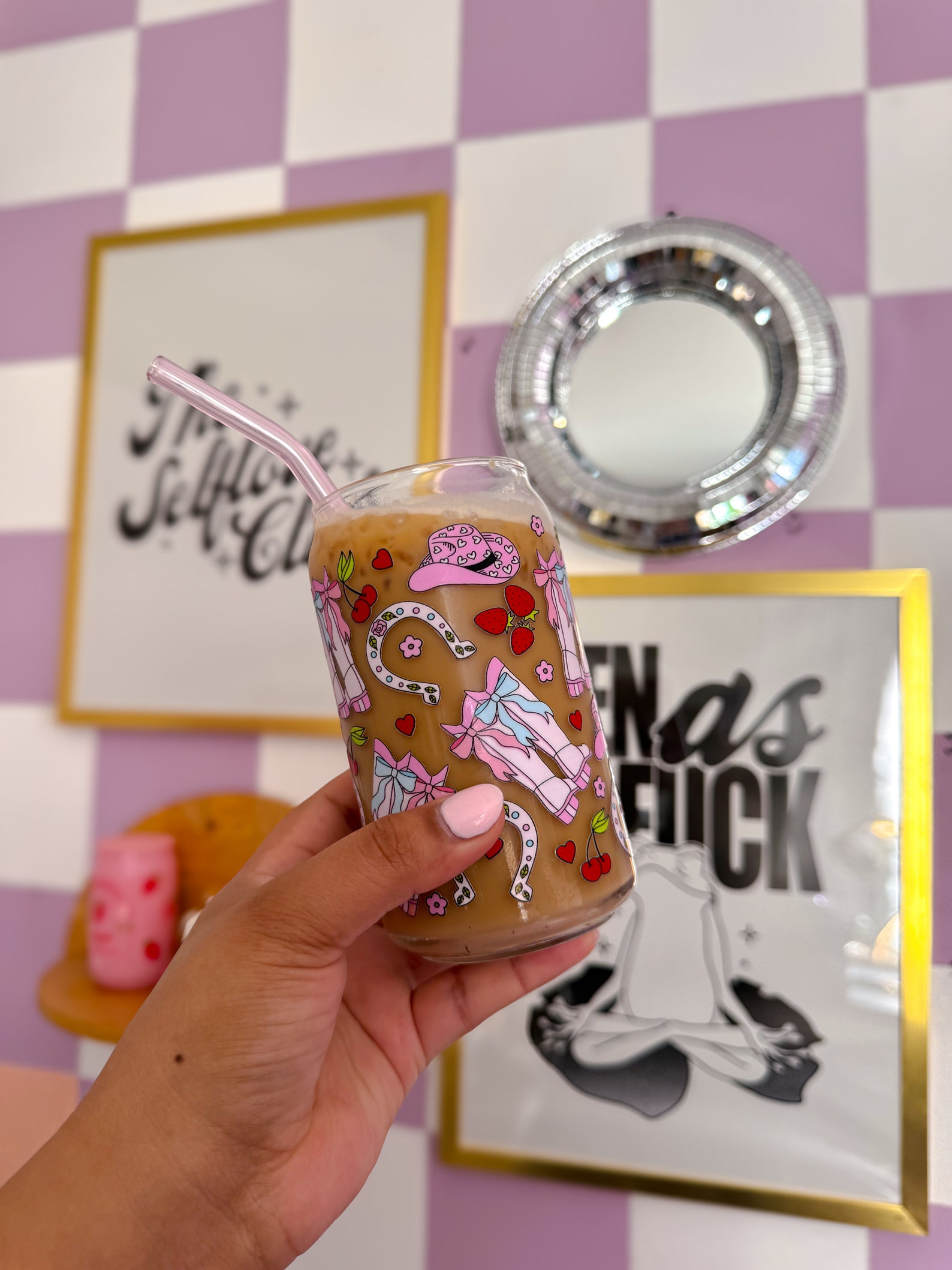 Lucky Girl Iced Coffee Cup, 16oz Glass Cup, Howdy Glass Cup - Etsy