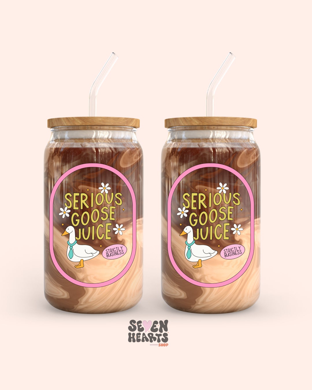 Serious Goose Juice 16oz Glass Cups, Iced Coffee Cup, Trendy Glass Cup ...
