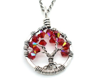 Red Tree of Life Necklace - Etsy