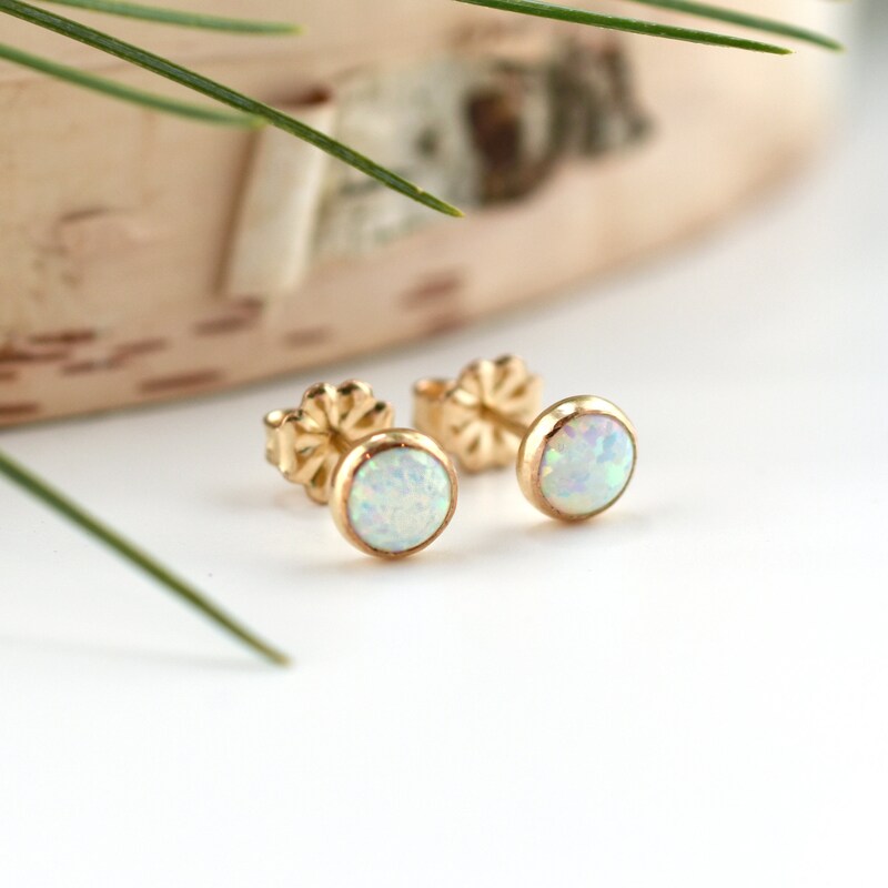 Opal Stud Earrings - Etsy