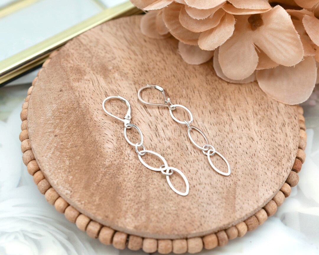 Sterling Dangle Earrings, Simple Chain Earrings Silver, Lightweight Fun ...
