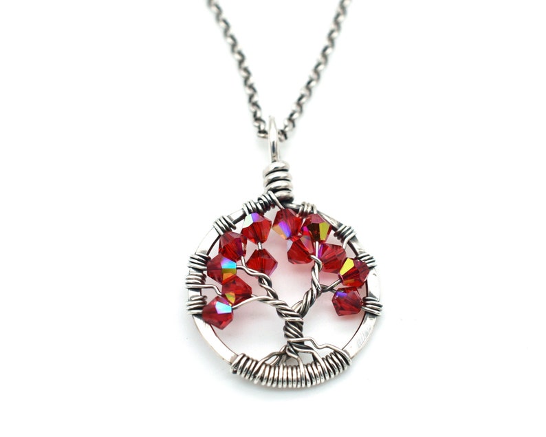 Ruby Tree of Life Necklace Silver Red Wire Wrapped Pendant - Etsy