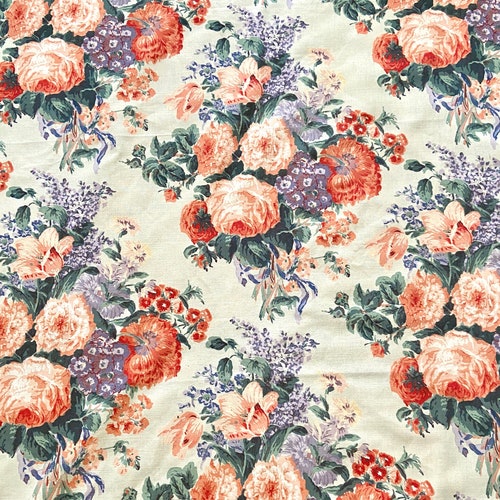 2.5 yards Ramm Fabric, Tudor Rose print, vintage cotton, English ...