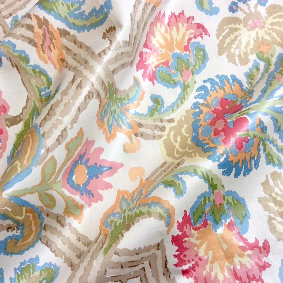 6 Yards Lee Jofa Fabric, Chintz Polished Cotton, Large Scale Flowers ...