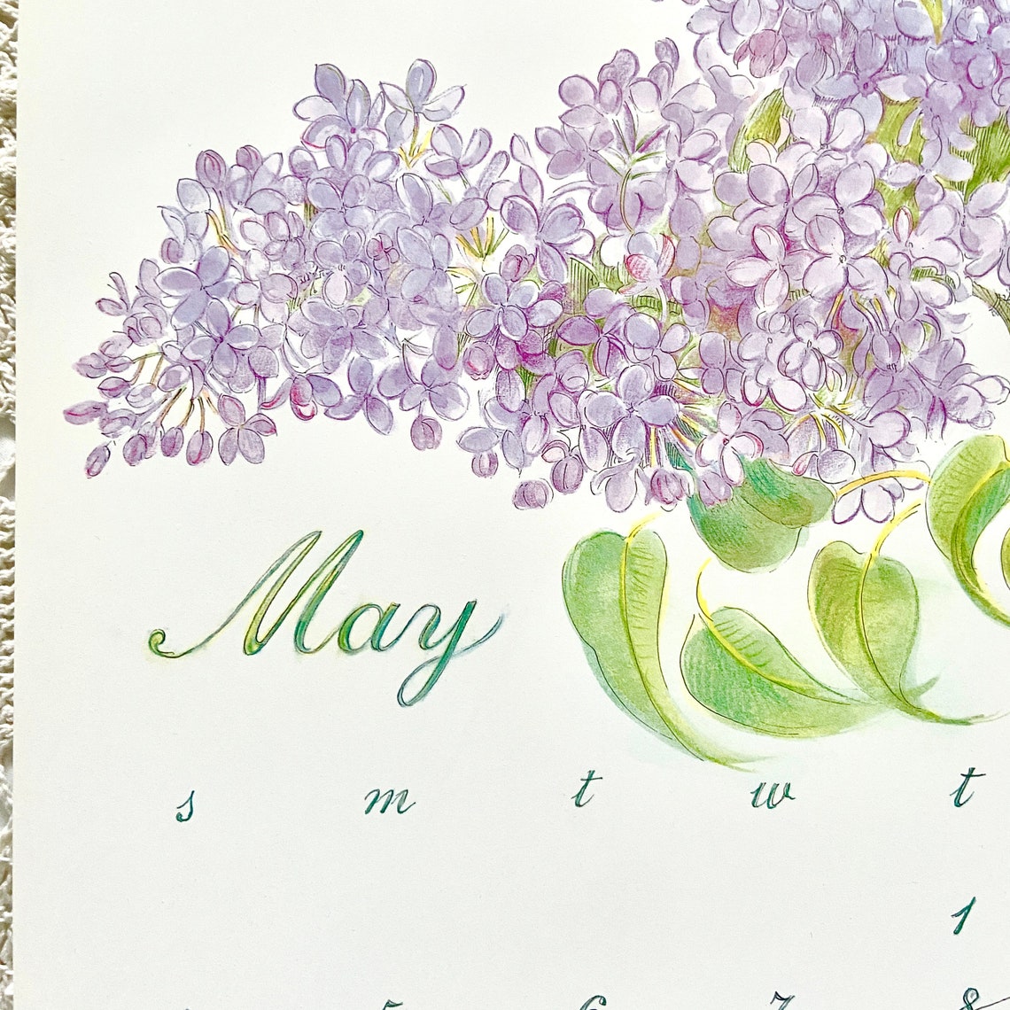 Ling Chang Calendar Poster May Lilacs Art Print 2025 2014 - Etsy
